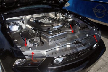 Mustang Radiator Cover Brushed/Perforated V8 & GT 5.0 2010-2012