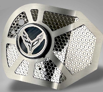 C8 Corvette Coupe Perforated Shock Tower Covers w/Emblems & Carbon ...